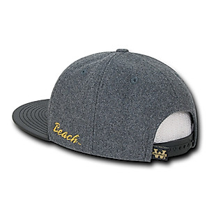 University of Cal State Long Beach CSULB The Beach Melton Wool Vinyl NCAA Retro Flat Bill Officially Licensed Snapback Baseball Cap Hat Dark Gray