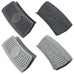 Ceqiny 2 Pairs Silicone Handles Pot Handle Holder Pot Grip Cover Cooking Pinch Grips Wok Handle Cover Cookware Silicone Hot Handle Holder for Cast Iron Pot Pans Frying Pans Griddles, Black Grey
