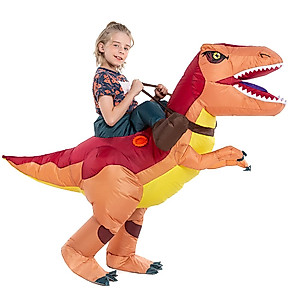 HSCTEK Inflatable Dinosaur Costume Kids for Boys Girls, Inflatable Blow Up Riding Dinosaur Trex Costume Children, Inflatable Ride On Dinosaur Halloween Costume Child