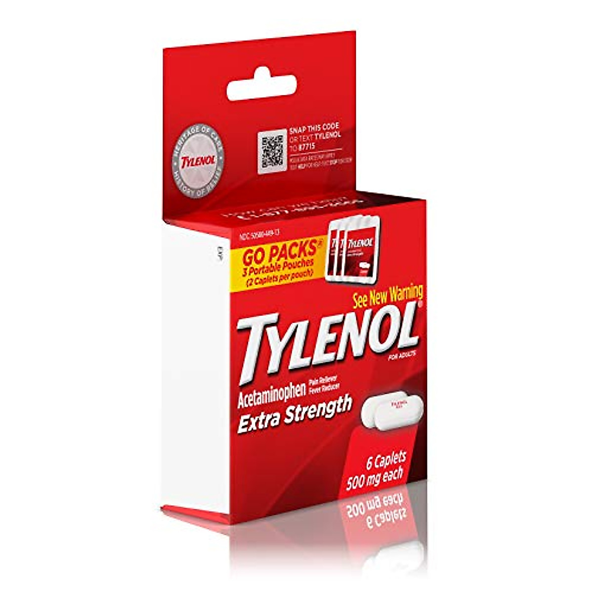 Tylenol Extra Strength Caplets with 500 mg Acetaminophen, Pain Reliever & Fever Reducer, 6 ct