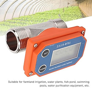 Water Sensor,Digital Water Meter with LCD Display,High Accuracy Stainless Steel Flowmeter for Water Plant,Swimming Pool,Fish Pond,10 to 120L per Minute,Withstand Pressure