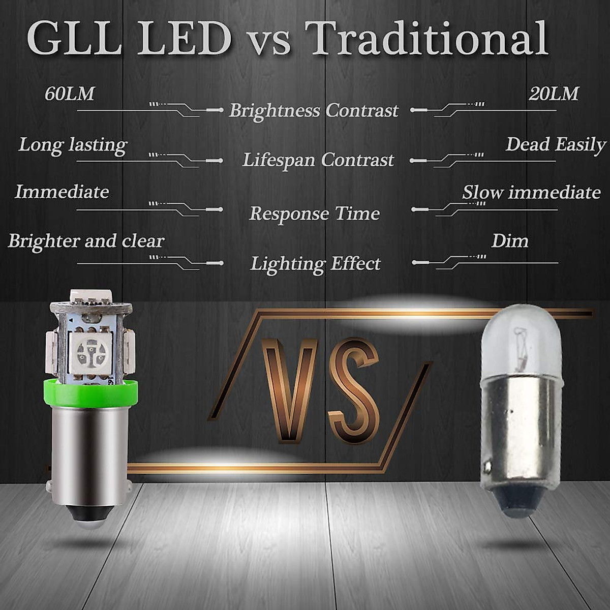 GE 44 Bulb 1893 47 756 1847 Wedge Pinball Machine Light 6VDC/6.3VDC Green (Pack of 20)