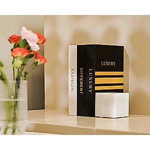 MIINNOKO 2 Marble bookends, Modern Stone Bookshelf Decor, Shelf Decor,Heavy Duty bookend kit, Coffee Table Decor, to Hold Heavy Books