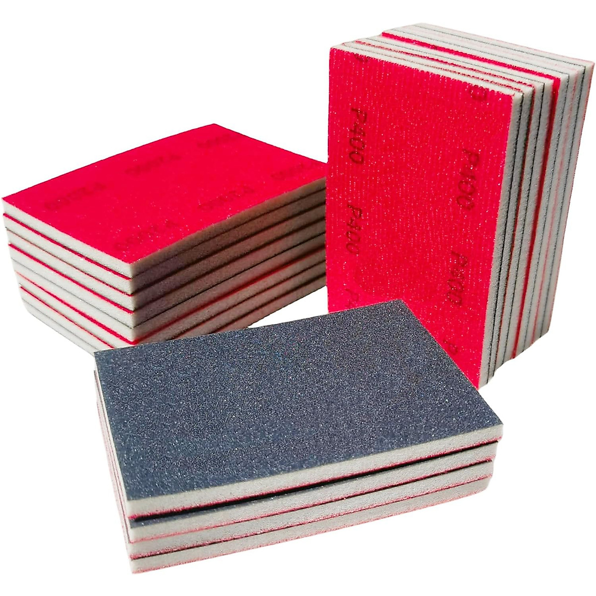 20 PCS 3 x 4 Inch 400 Grit Sanding Sponge, Hook-and-Loop Backing Sander Sponges Pads, Soft Foam Hand Sander Block Wet Dry Sandpaper for Model Drywall Metal Wood Furniture Polishing