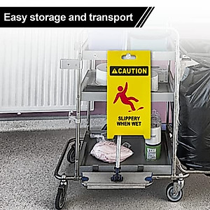 8 NET 12-Pack Caution Wet Floor Sign with Graphic, 19’’ height, durable corrugated plastic, double-sided English/Spanish Wet floor Caution Stand for indoors and outdoors, Avoid Fall & Slip Accident