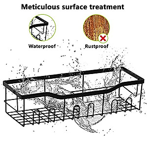 melos 4 Pack Shower Caddy, Wall Mounted Bathroom Shower Organizer, Strong Adhesive Shower Organizer Shelf, Rustproof Rack for Kitchen, Dorm and Bathroom, Black
