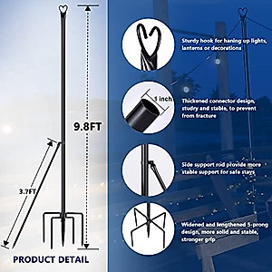 XDW-GIFTS String Light Pole - Steel Poles for Outdoor String Lights Hanging, Garden, Backyard, Patio Lighting Stand for Parties, Wedding, 2 Pack