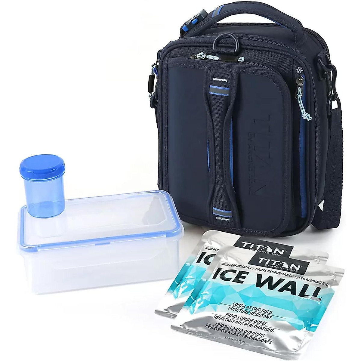 Titan by Arctic Zone Expandable Lunch Box (Navy Blue/Royal Blue), Small