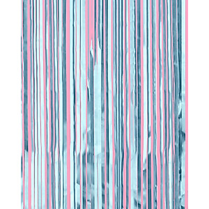 xo, Fetti Party Decorations Matte Blue Fringe Foil Curtain - Set of 2 | Bachelorette Bridal Shower Backdrop, Wedding, Birthday Photo Booth