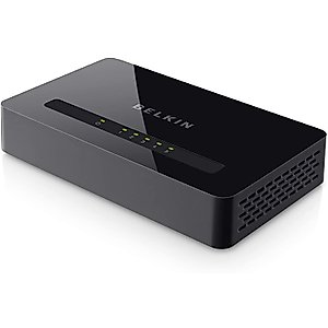 Belkin 5-Port 10/100 Fast Ethernet Network Switch | Desktop, Internet Splitter (F4G0500)