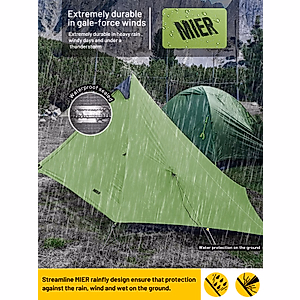 MIER Lanshan Ultralight Tent 3-Season Backpacking Tent for 1-Person or 2-Person Camping, Trekking, Kayaking, Climbing, Hiking, Green, 1-Person