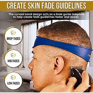 Fade Guide and Neckline Shaving Template | Curved Silicone Band | Great for Creating Skin Fade Guidelines for DIY Haircuts | Fade Haircut Guide for Hair Clippers