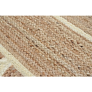 Arise Export Jute Bohemian Area Rug - 2' X 3' ft Scalloped Pattern Natural for Home Decor Item for Living Room Hallways Bedroom and Kitchen (Off White 2' X 3' ft)