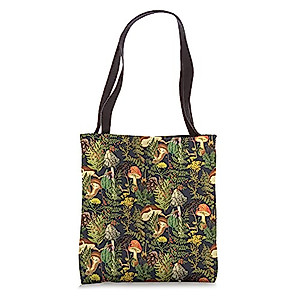Mushroom woodland scene elderberries fungi nature shrooms Tote Bag