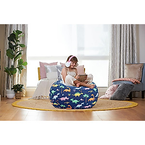 Aubliss Stuffed Animal Storage Bean Bag Chair Cover for Kids, Dinosaur Zipper Beanbag Chair Cover for Organizing Toddler and Kids' Rooms Plush Toys (Dinosaur,X-Large48)