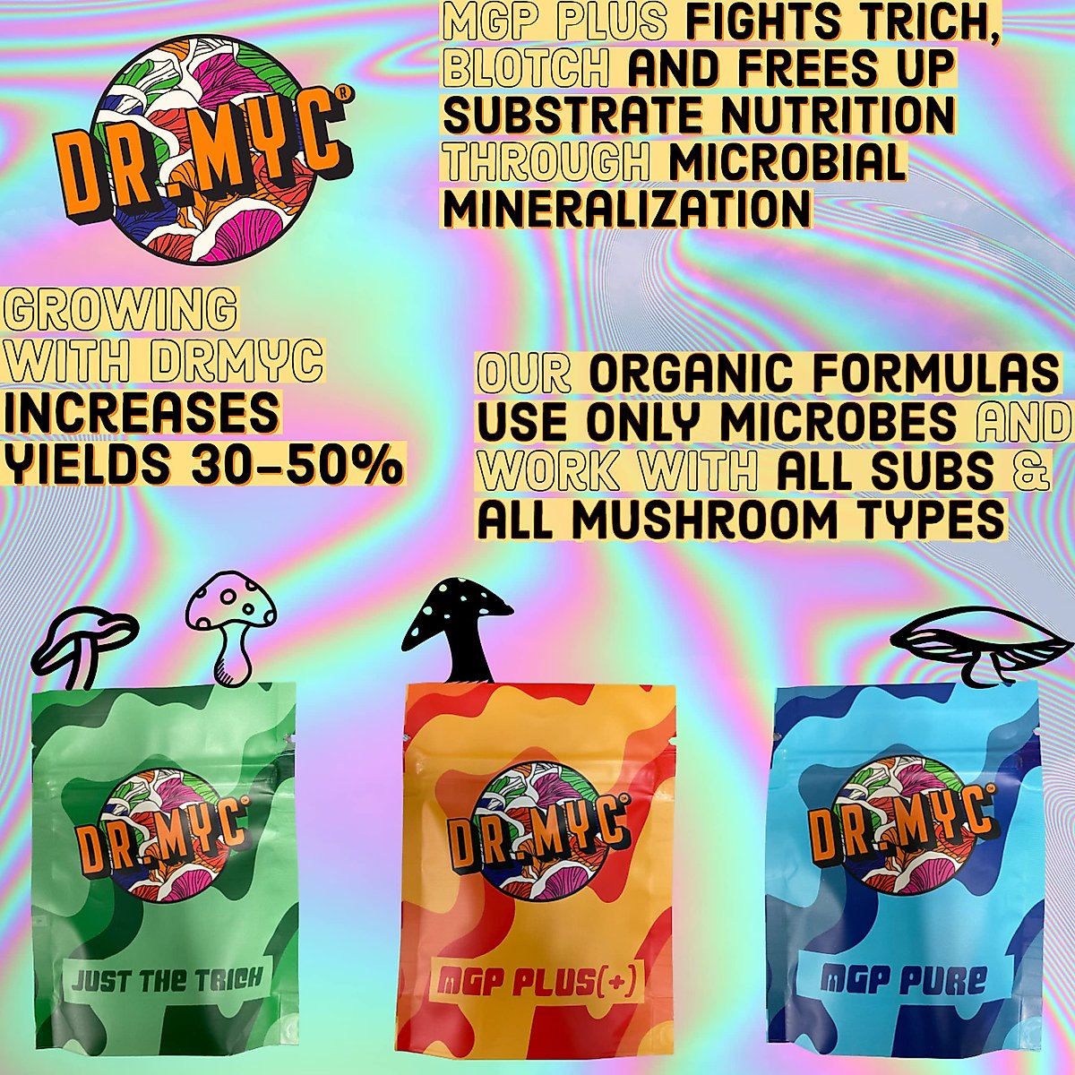 DRMyc.com - MGP Plus - Growth Promoter for Mushroom Substrates. MGP Increases Colonization Speed, Yields, Fruit Size & Reduces Trich - Works with Rye Berries, Millet, Dung Loving Mushrooms (10 Grams)