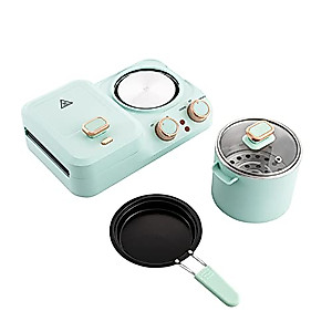 3 in1 Breakfast Station with Boiling Pot, Multi-Function Electric Home Mini Toaster Sandwich Maker with Easy Frying Pan and Food Steamer