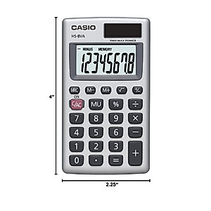 Casio HS-8VA, Solar Powered Standard Function Calculator