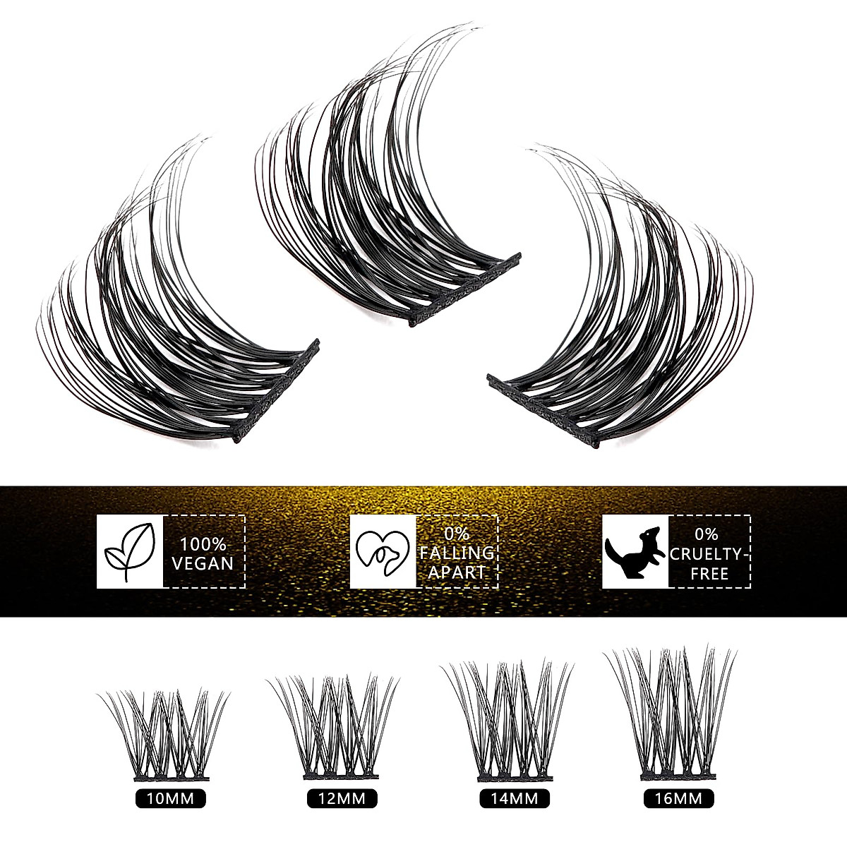 LANKIZ DIY Eyelash Extension, 72pcs Lash Clusters Individual Lash Extensions, Soft Cluster Lashes, 10-16mm Mix Resuale Lash Extension Clusters