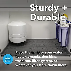 Xtreme Mats Waterproof Under Sink Mat (Gray 25" 1/4 x 19 1/4) Shelf Liner Cabinet Liner for Home Bathroom Vanity Cabinets Plumbing Leak Water Damage Prevention Flexible Under Bathroom Sink Driptray