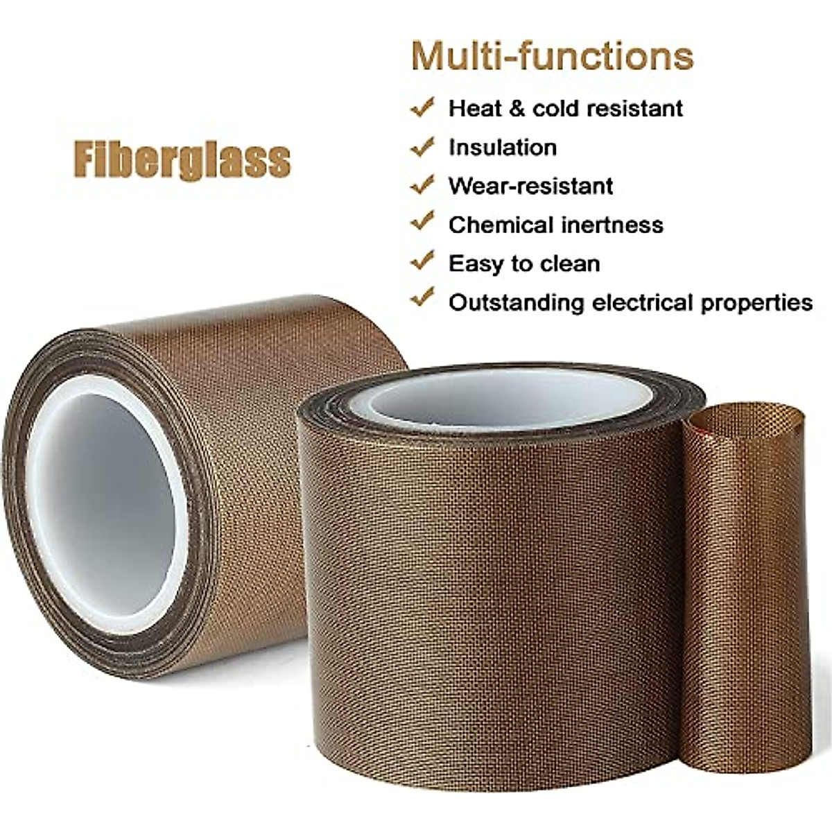 Teflon Fabric Tape, 1 Inch 30 Feet PTFE Tape for Vacuum Sealer Machine, Hand Impulse Sealers Insulation PTFE Coated Fiberglass Adhesive Tape Compatible with FoodSaver, Seal A Meal, Weston, Cabella