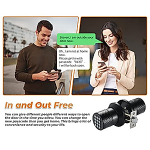 Keypad Door Knob Lock, Keyless Entry Door Lock with Anti-Slip Handle, Auto Lock, Waterproof Electronic Black Door Knob, Safe and Easy Installation for Home, Office, Hotel and Garage