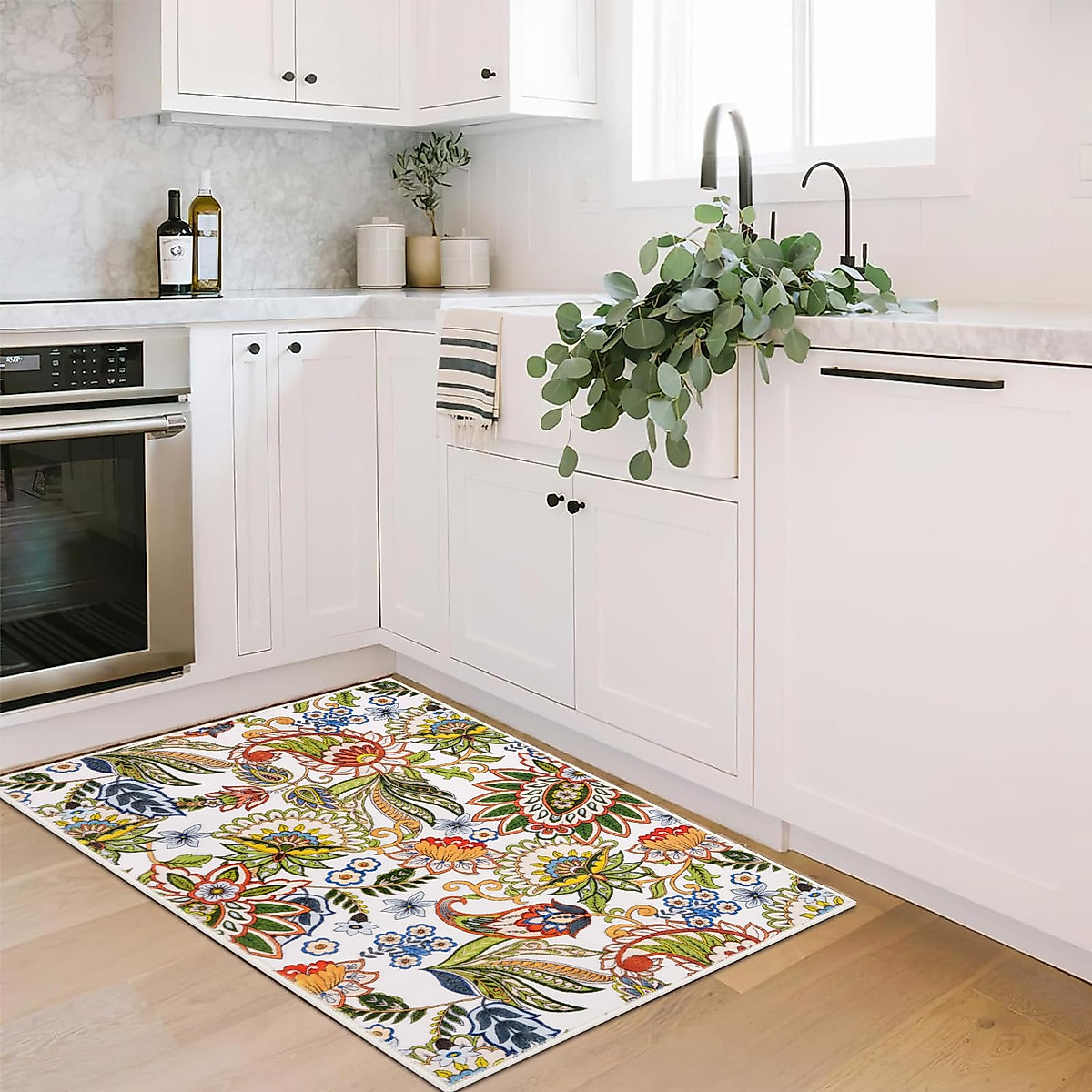 2'x3' Area Rug Floral Boho Area Rug Washable Rug Non-Slip Flower Rug for Kitchen Entryway Bathroom Living Room Office, (2'x3', Paisley)