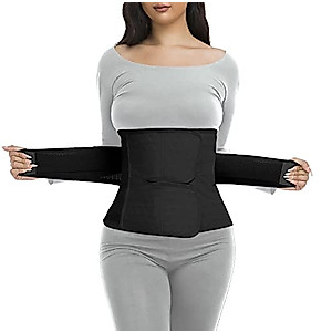 Postpartum Belly Band & Abdominal Binder Post Surgery Compression Wrap Recovery Support Belt (for Waistline 25.5"-33",S/M, Black)