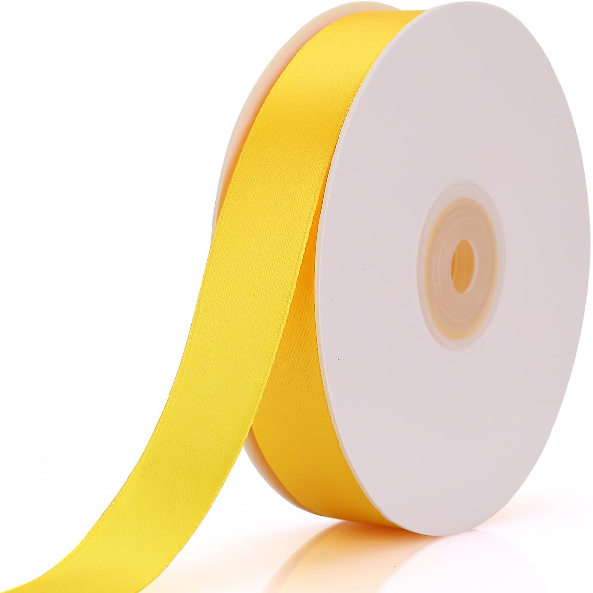 Baocuan 3/4 inch Yellow Solid Satin Ribbon 50 Yards 100% Polyester Fabric Soft and Durable for Wedding Invitations, Bridal Bouquets, Sewing, Party Decorations, Gift Wrapping and More