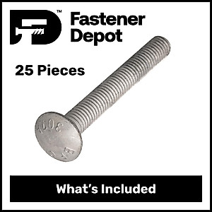 1/2"-13 x 4-1/2" Hot Dipped Galvanized Carriage Bolt, Full Thread, Quantity 25 - by Fastener Depot, LLC
