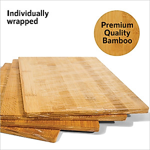 Set Of 18 Bulk Cutting Boards 12" x 9" x 0.35" - Premium Bamboo Wood Boards For Wholesale, Engraving, Kitchen And Dinning Copping Board, Sturdy & Easy To Maintain
