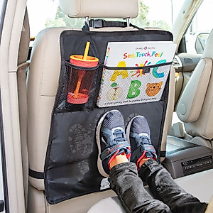 OxGord Kick Mats Seat Protector with Storage Organizer Pocket- 2 Pack - Universal Fit for Car, Truck, SUV, or Van - Rear Auto Bucket Seat Upholstery Protective Cover