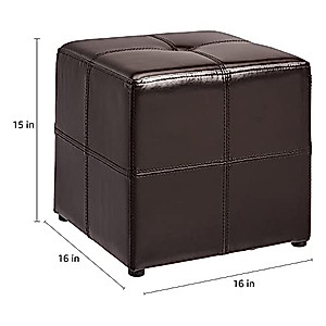 FIRST HILL FHW Best Faux Leather Small Ottoman Espresso Dark Brown