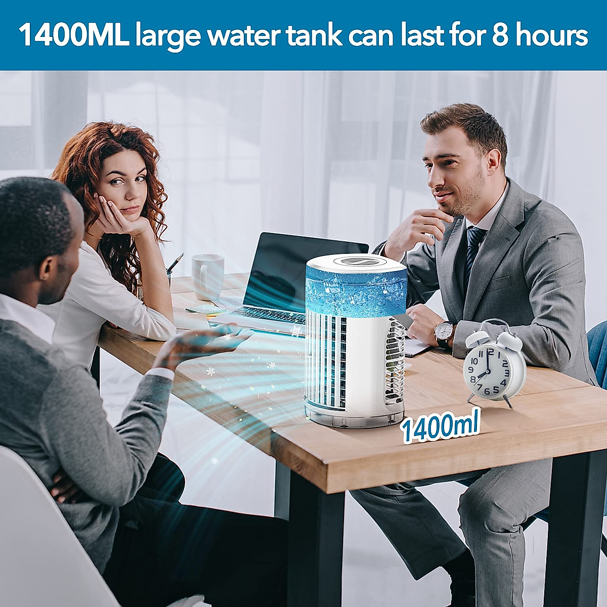 Portable Air Conditioner Fan, SKARIF Cooling Fan, Timer 3 Wind Speeds Air Cooler Fan, Personal Evaporative Cooler 2 Wind Modle Humidifier AC, Summer Quiet Fan with Night Light, Perfect for Home Office