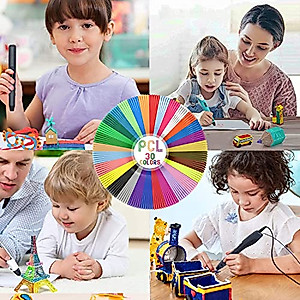 3D Printing Pen PCL Filament 1.75mm Refills,30 Colors, Each Color 16.4 Feet, Total 492 Feet, Pack with 2 Finger Caps & 2 Drawing Guide Book, High-Precision Diameter and Safe Refill