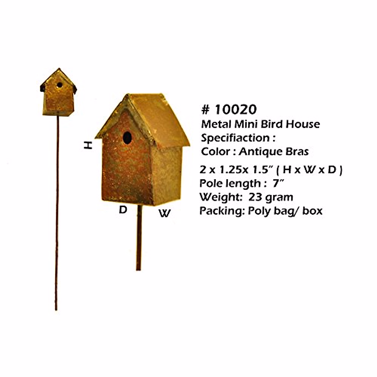 G & F Products MiniGardenn 10020 Fairy Garden Miniature Bird House Pick