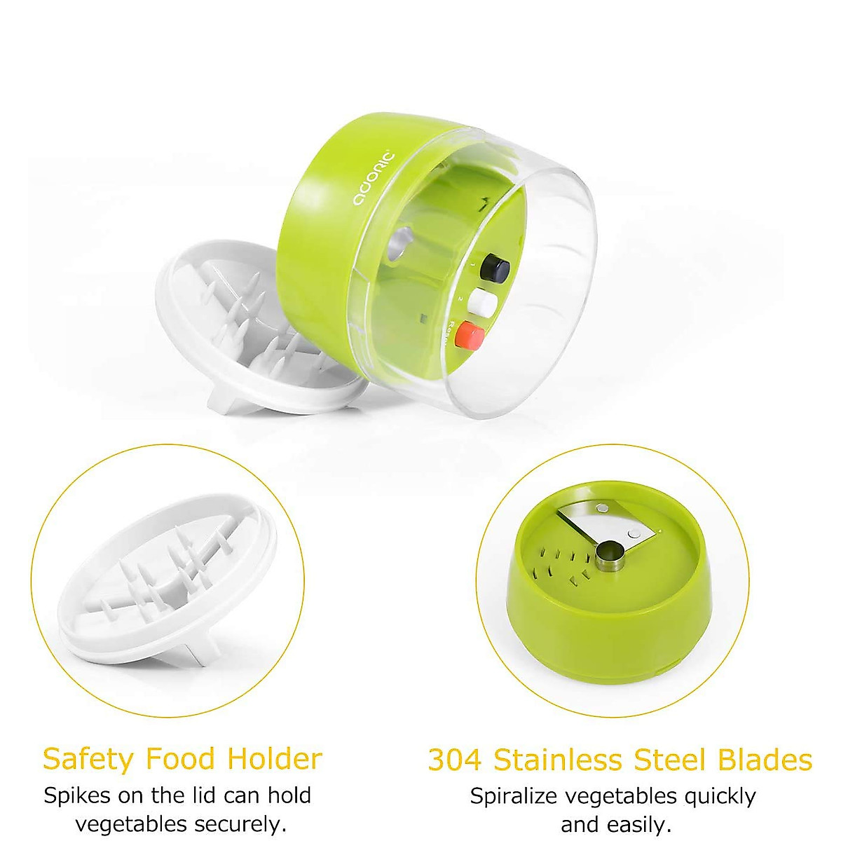 Handheld Spiralizer Vegetable Slicer, Adoric 3 in 1 Heavy Duty Veggie Spiral Cutter - Zoodle Pasta Spaghetti Maker for Low Carb/Paleo/Gluten-Free Meals