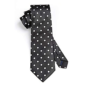 Polka Dot Ties for Men Black Tie and Pocket Square Set Classic Woven Formal Business Necktie Handkerchief for Wedding Party