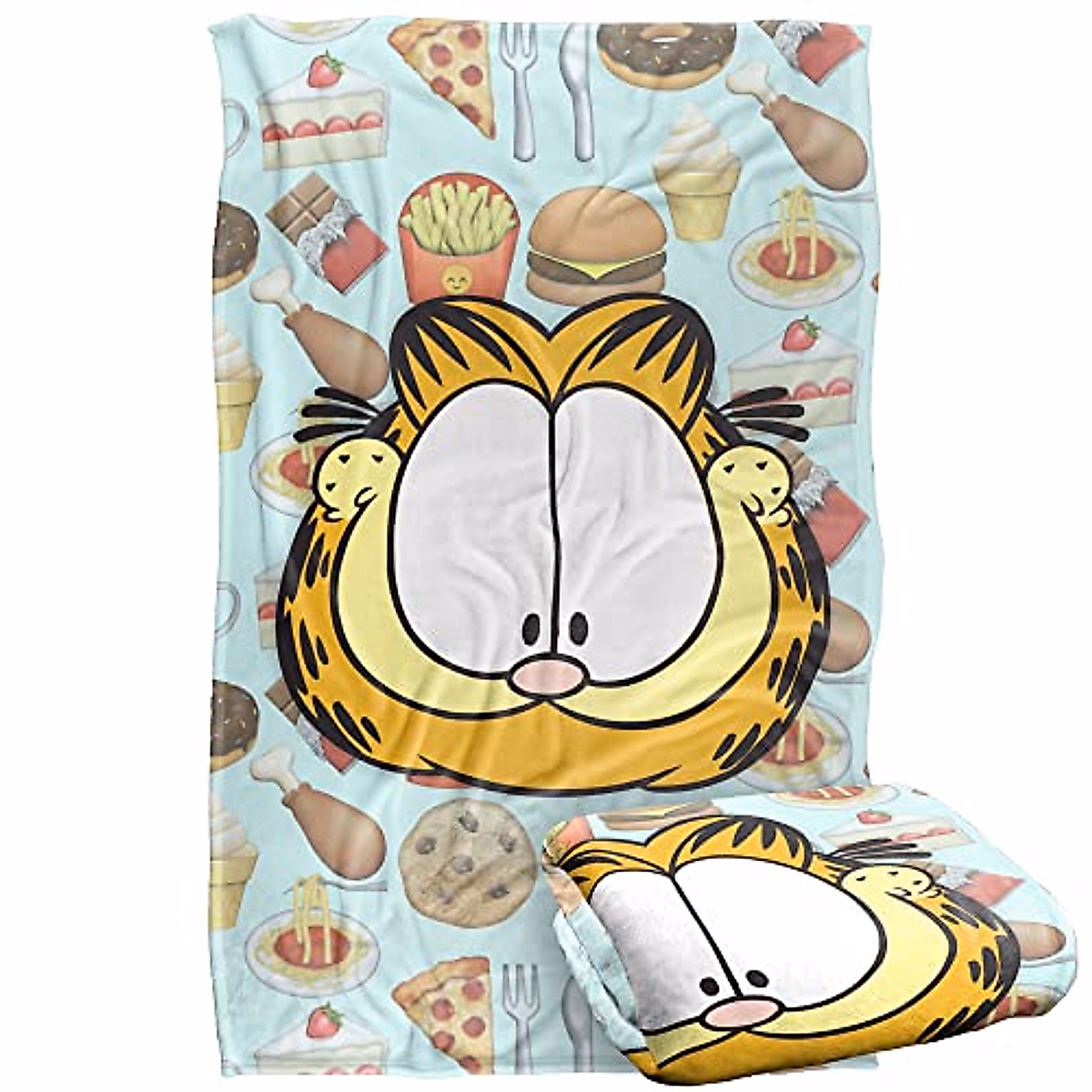Garfield Blanket, 36"x58", Cat Food Silky Touch Sherpa Back Super Soft Throw