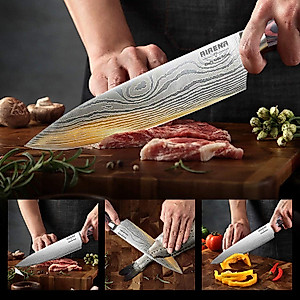 AIRENA Chef Knife - Pro Kitchen Knife 8 Inch Chefs Knife High Carbon German Stainless Steel Sharp paring Knife with Ergonomic Handle