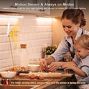 LAFULIT 10 PCS Under Cabinet Lights Kit, Motion Sensor LED Strip Lights with Remote, Dimmable and Timer Warm White Counter Lights for Kitchen Cabinets, Cupboards, Closets, Stairs, Shelf, Desk, and Bed