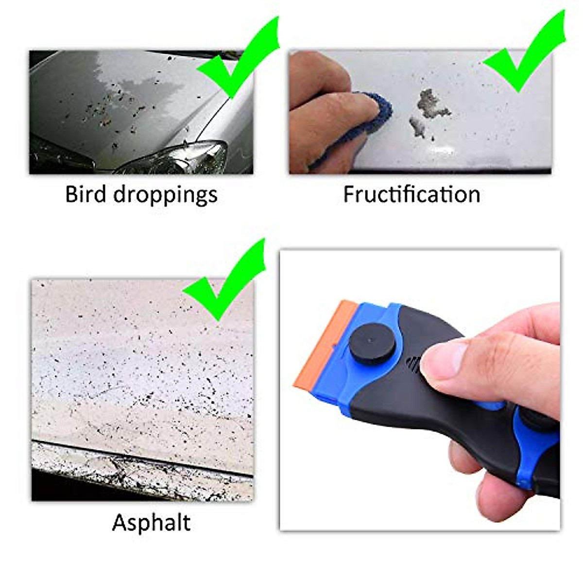 Kare & Kind 2x Double-Edged Razor Scraper - Plastic and Metal Edges - Scrape Stickers, Labels - Clean Cooktops, Walls, Glass, Windows - Includes 24x Plastic Blades, 12x Metal Blades - (Orange/Blue)