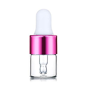 50 Packs,Clear Glass Dropper Bottles With Colorful Lids Perfume Sample Vails Essential Oils Bottles With Glass Eye Dropper For Travel DIY Cosmetic Liquids (1ml(1/4 Dram))