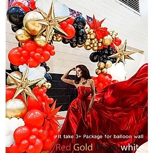 Kozee Black Red Gold White Balloon Garland kit 146Pcs and Mylar starburst balloons for Birthday Party 2024 New Year eve movie night graduation prom casino Decorations