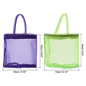PATIKIL Yarn Storage Bag, 2 Pack Portable Crochet Knitting Bag Case Skein Ball Holder Mesh Organizer Crocheting Tote for Sewing Craft Projects, Purple Green