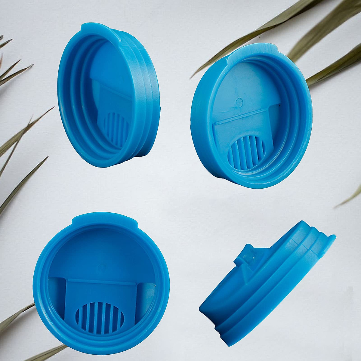 Hetenoyo 4 Pack Soda Can Covers Beer Beverage Can Covers Reusable Leakproof Drink Can Lids Protector for Beer, Juice & Soft Drink Beverage (Blue & Yellow), GZ-4P