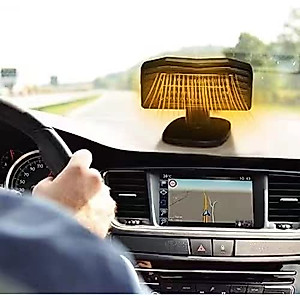 2023 Upgrade Heater Defroster, 2 in 1 Auto Car Windshield Heater Cooling Fan 12 Volt 150W Auto Defogger 360° Rotatable Heating Defrost (Sports Car Yellow）