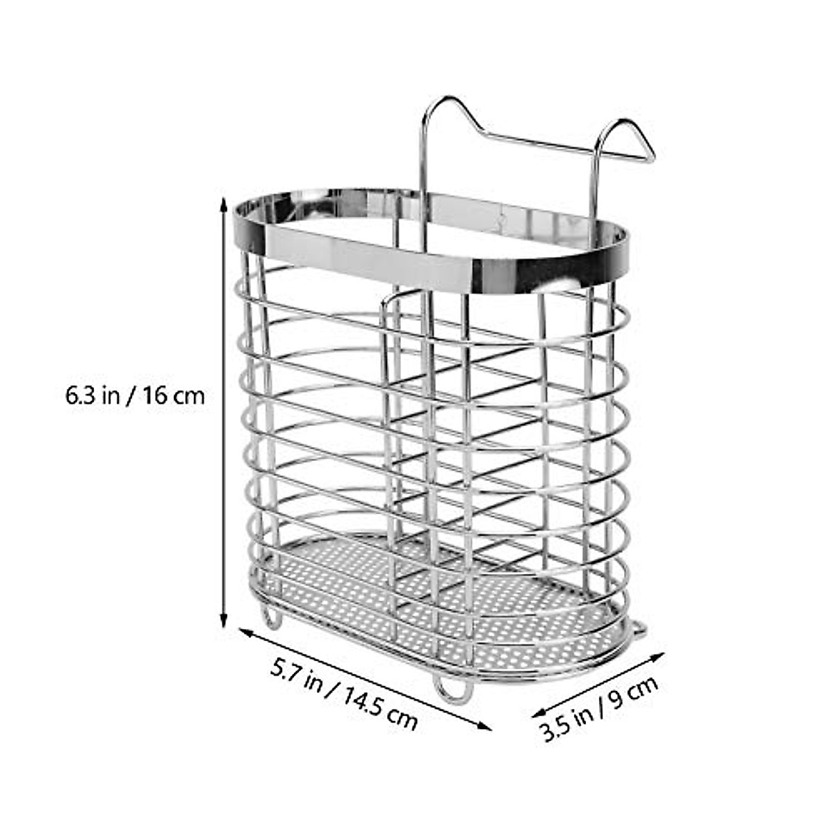 Cabilock Stainless Steel Utensil Drying Rack Basket Holder with Hook No Drilling Chopsticks Holder Spoon Fork Drainer Fork Basket Flatware Hanging Rack