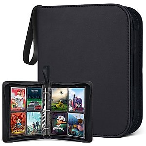 POKONBOY 400 Pockets Binder Sleeves Card Carrying Case Fit for Baseball Cards, Trading Cards, Football Cards and Sports Cards (Black)