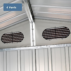 20 x 10 FT Outdoor Storage Shed, Large Metal Garden Shed with 2 Lockable Doors, Tool Shed Outdoor Storage with 4 Air Vents, Garage Shed Waterproof for Car, Truck, Bike, Garbage Can, Tool, Dark Gray